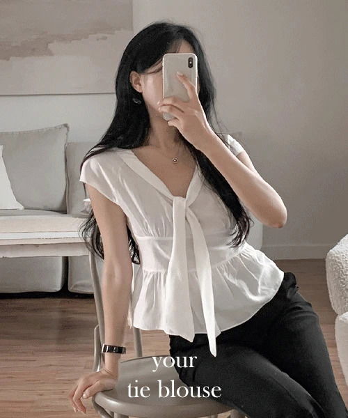 secon'de secon - Your Tie Short Sleeve Blouse - Codibook.